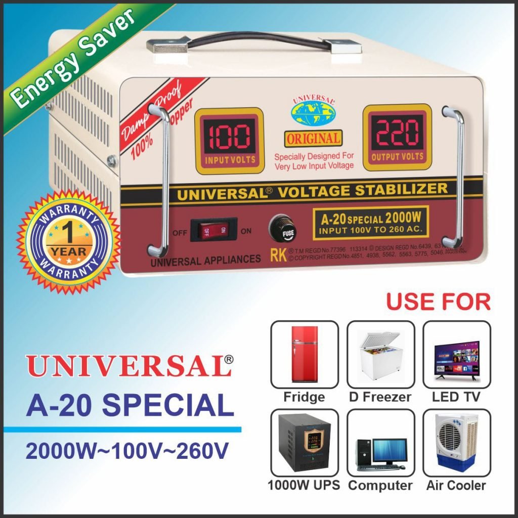 Universal A20SP(ENERGY SAVER) 2000 WATTS - Universal Stabilizer