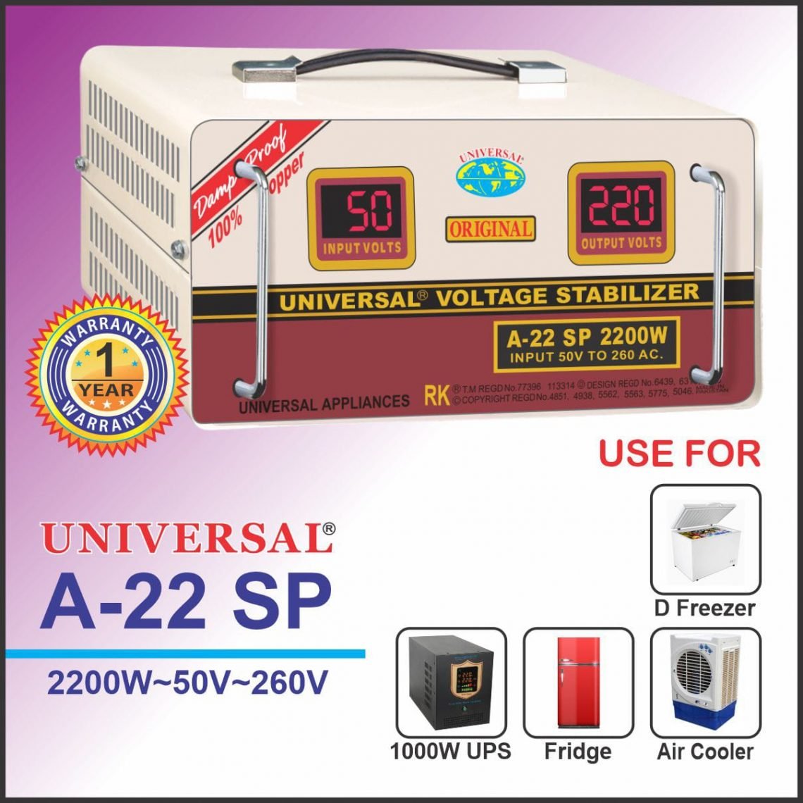 Universal A-22 SP 2200 WATTS - Universal Stabilizer
